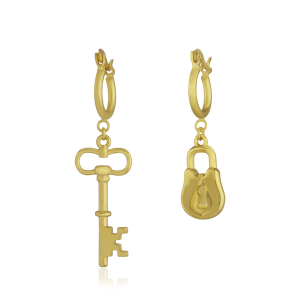 noir jewelry Lock & Key Huggie Earrings Hot Sale | Jewelry